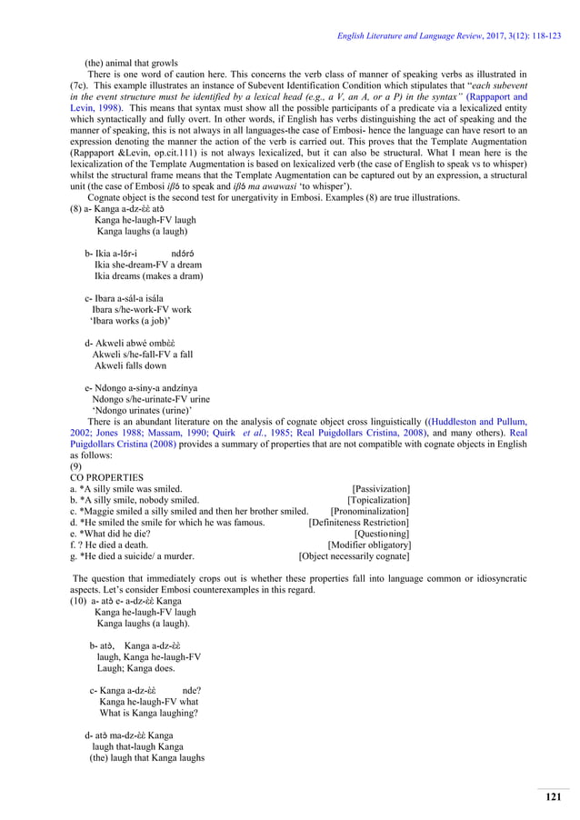 Unergativity in Embosi | PDF