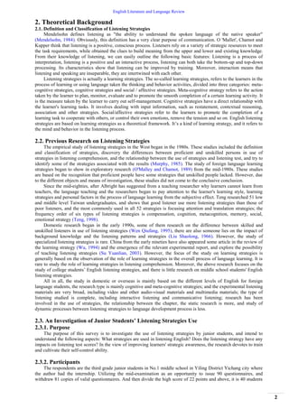 Investigating English Listening Strategy Use of Middle School Students ...