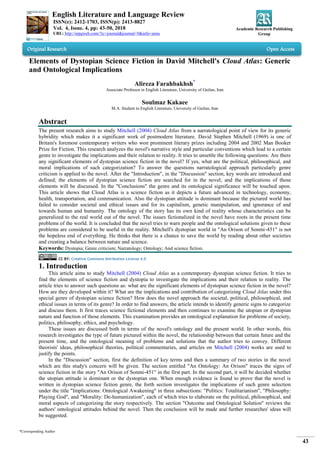 Elements of Dystopian Science Fiction in David Mitchell's Cloud Atlas ...