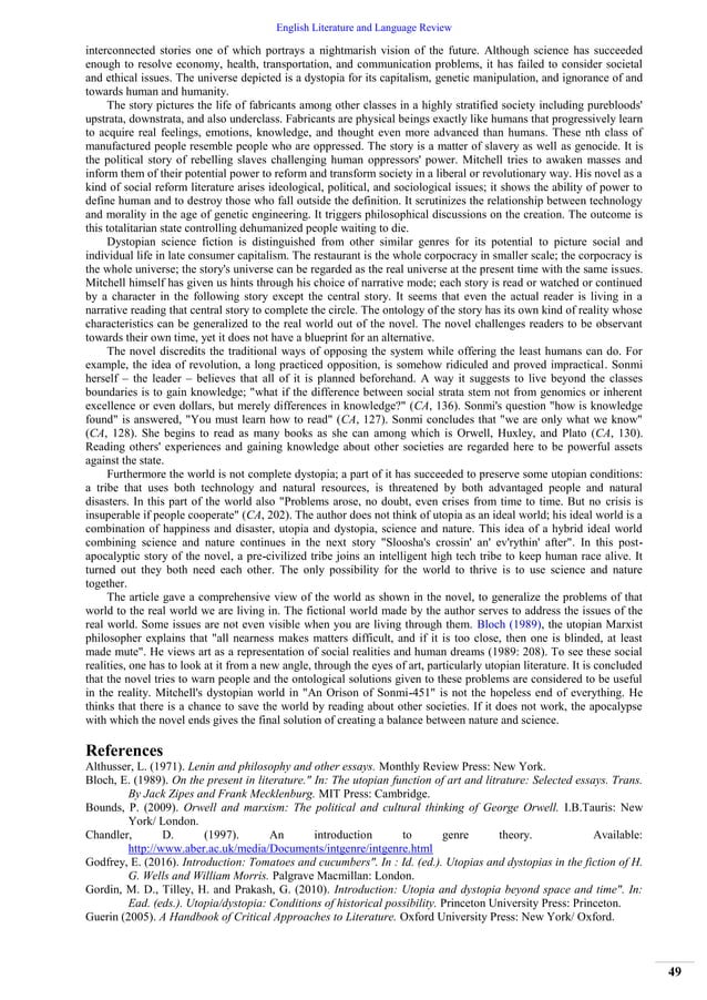 Elements of Dystopian Science Fiction in David Mitchell's Cloud Atlas ...