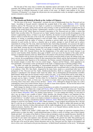 Literature of Exhaustion in John Barth’s Chimera: A Narratological ...