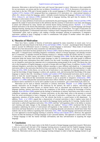 Place of Motivation in English Language Teaching | PDF