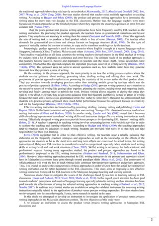 An Assessment Instrument of Product versus Process Writing Instruction ...