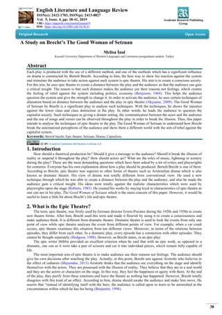 A Study on Brecht’s The Good Woman of Setzuan | PDF