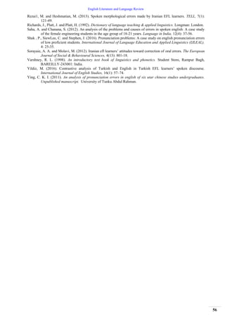 Study of Consonant Pronunciations Errors Committed by EFL Learners | PDF