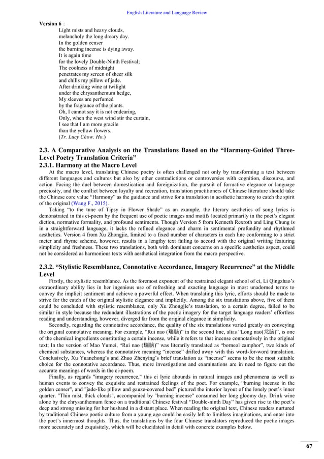 On the English Translation of Li Qingzhao’s Ci-poems--A Contrastive ...