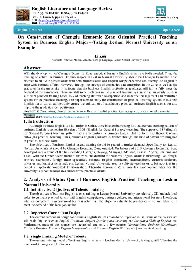 On Construction Of Chengdu Economic Zone Oriented Practical Teaching System In Business English