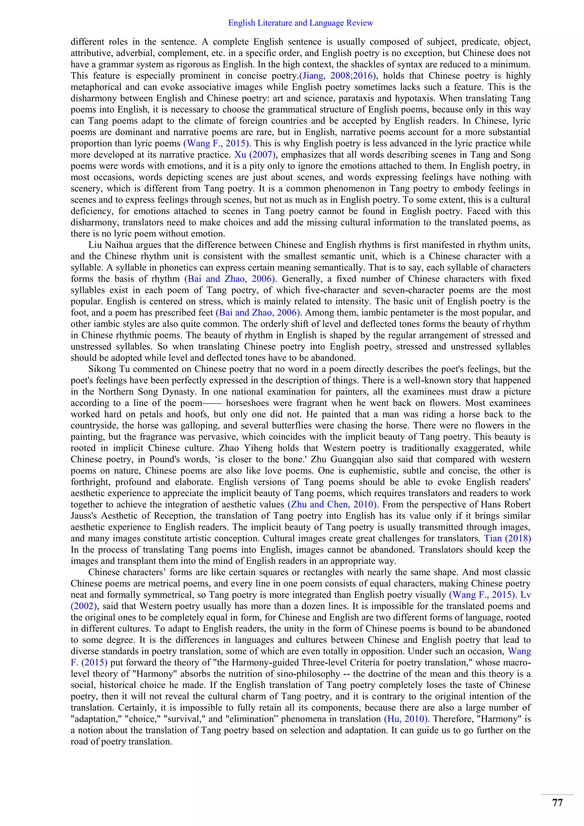 The English Translation of Tang Poetry Based on Cultural Self ...