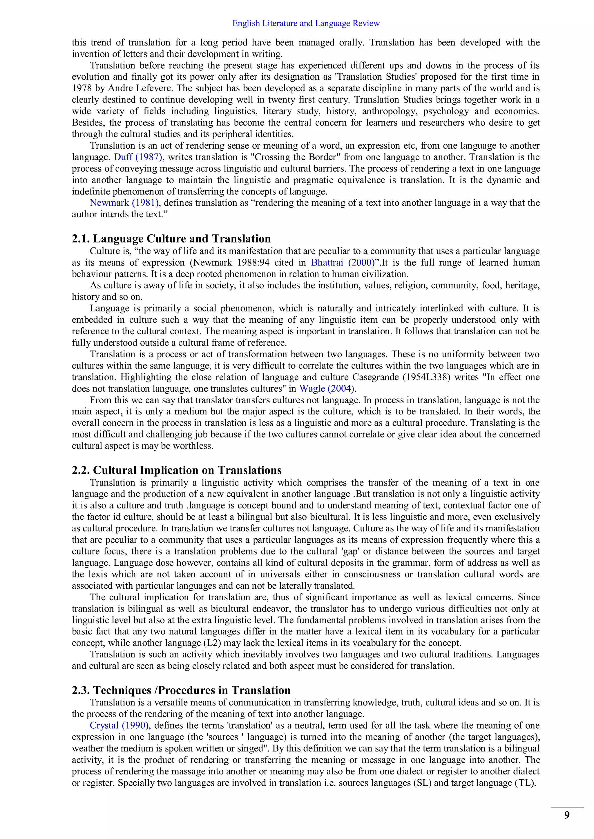 Cultural Terms in Translation: Techniques and Gaps | PDF