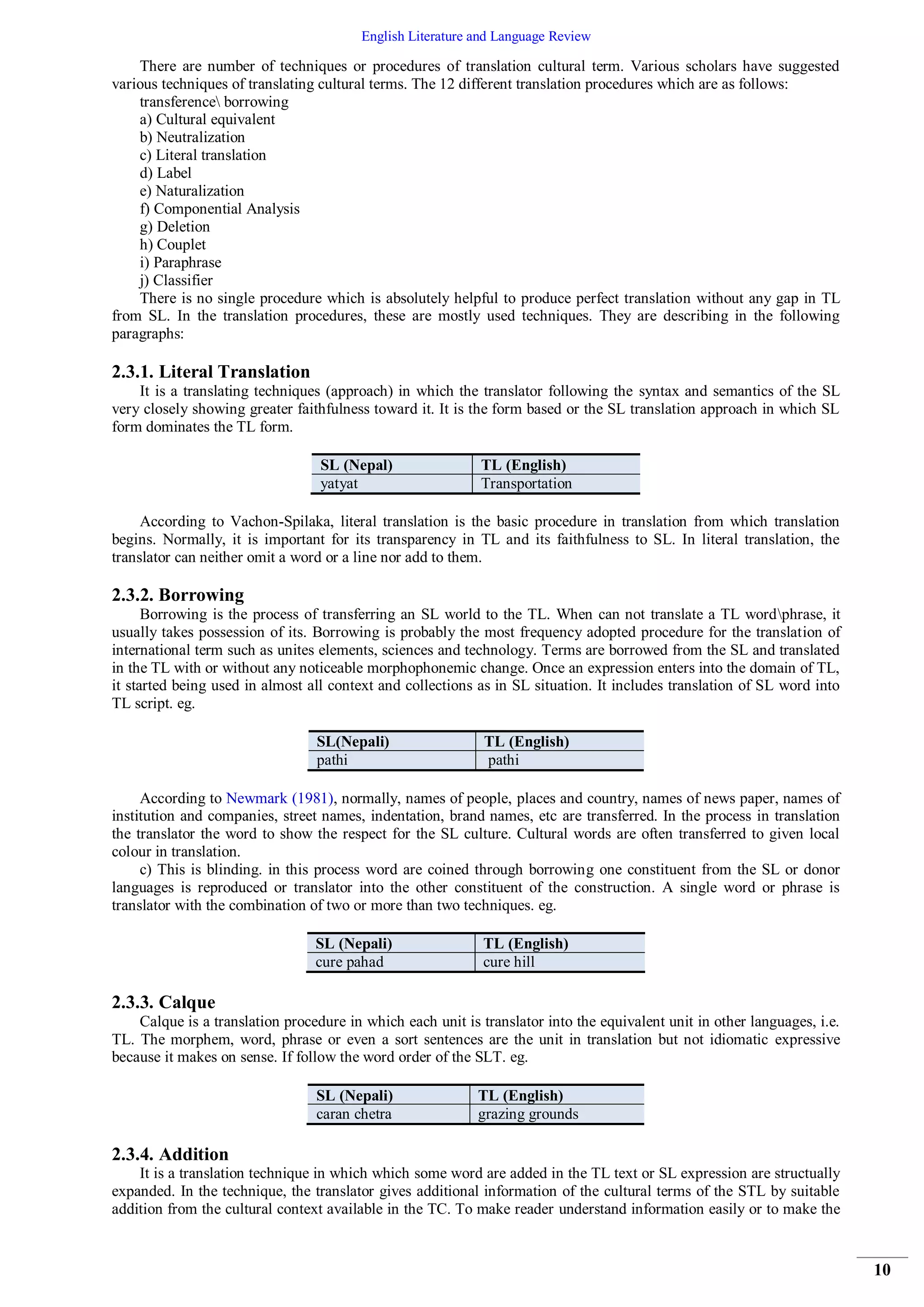 Cultural Terms in Translation: Techniques and Gaps | PDF