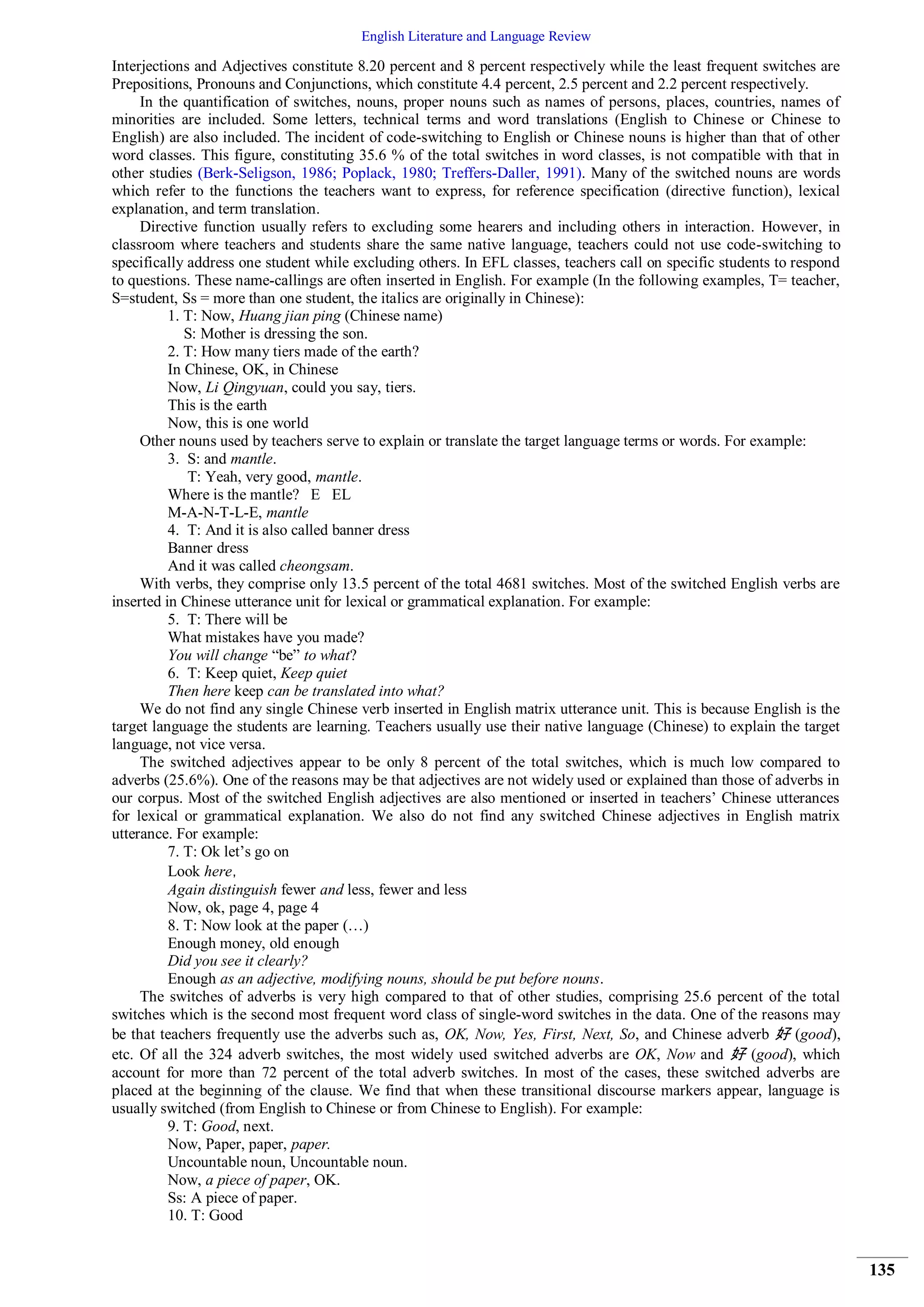 Structure Patterns Of Code Switching In English Classroom Discourse Pdf
