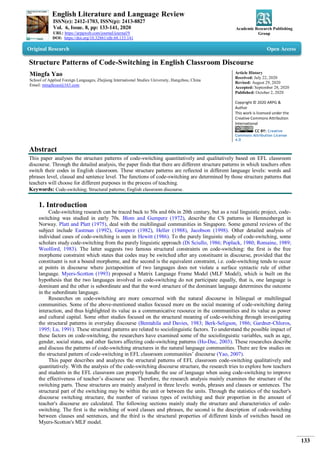 Structure Patterns of Code-Switching in English Classroom Discourse | PDF