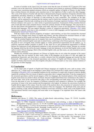 Structure Patterns of Code-Switching in English Classroom Discourse | PDF