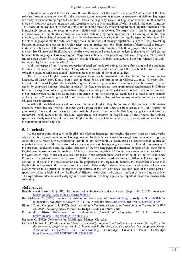 Structure Patterns of Code-Switching in English Classroom Discourse | PDF