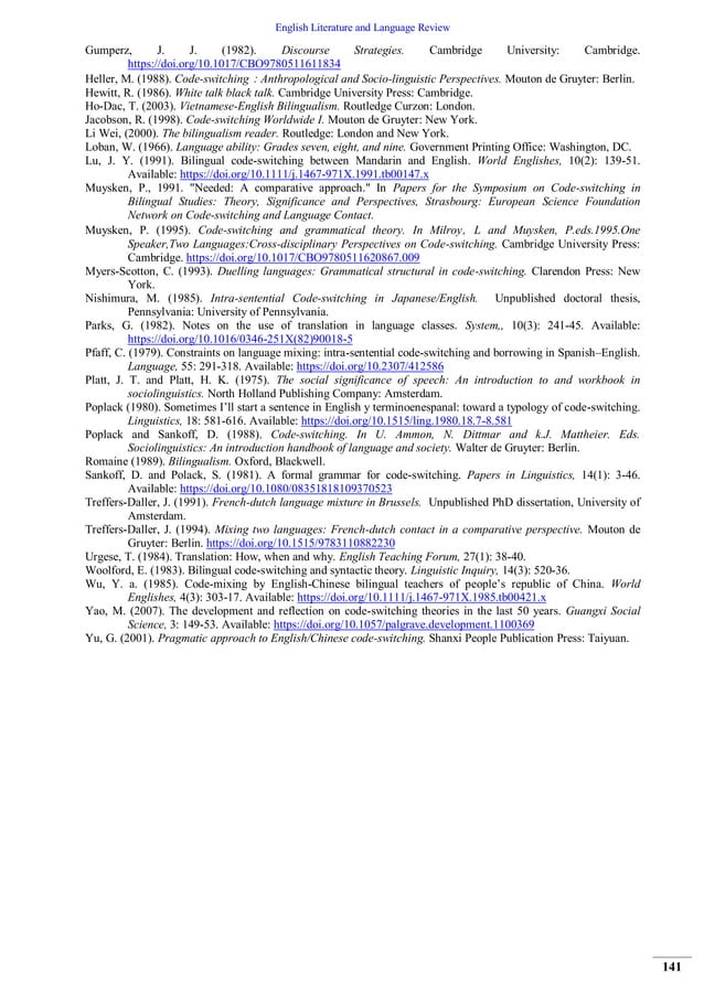 Structure Patterns Of Code Switching In English Classroom Discourse Pdf