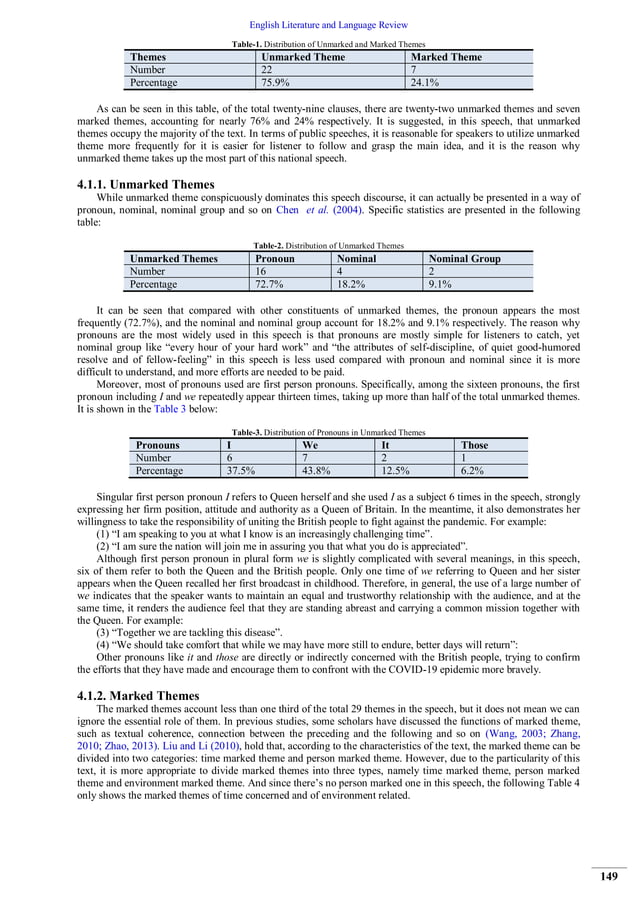 Analysis of the Thematic Structure and Thematic Progression Patterns of ...