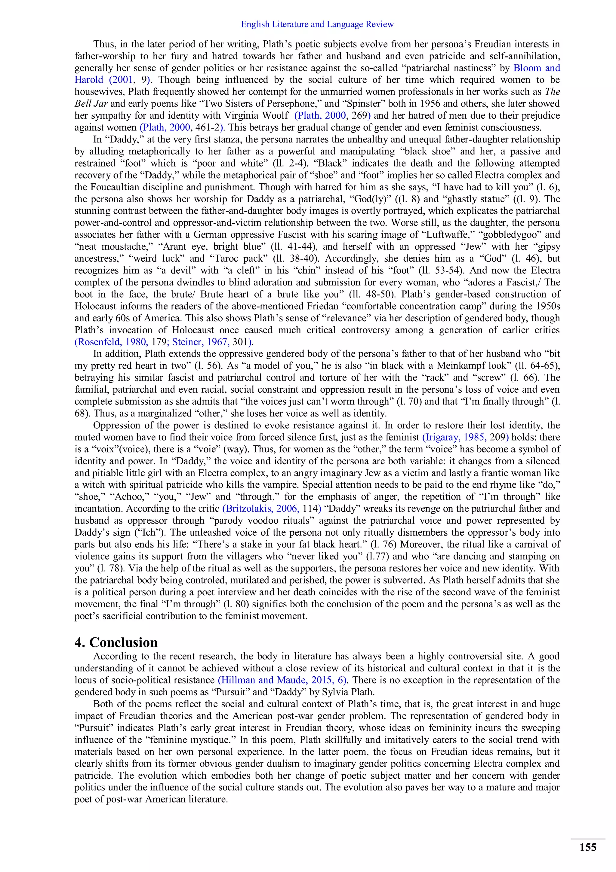 Evolution of the Representation of Gendered Body in Sylvia Plath’s ...