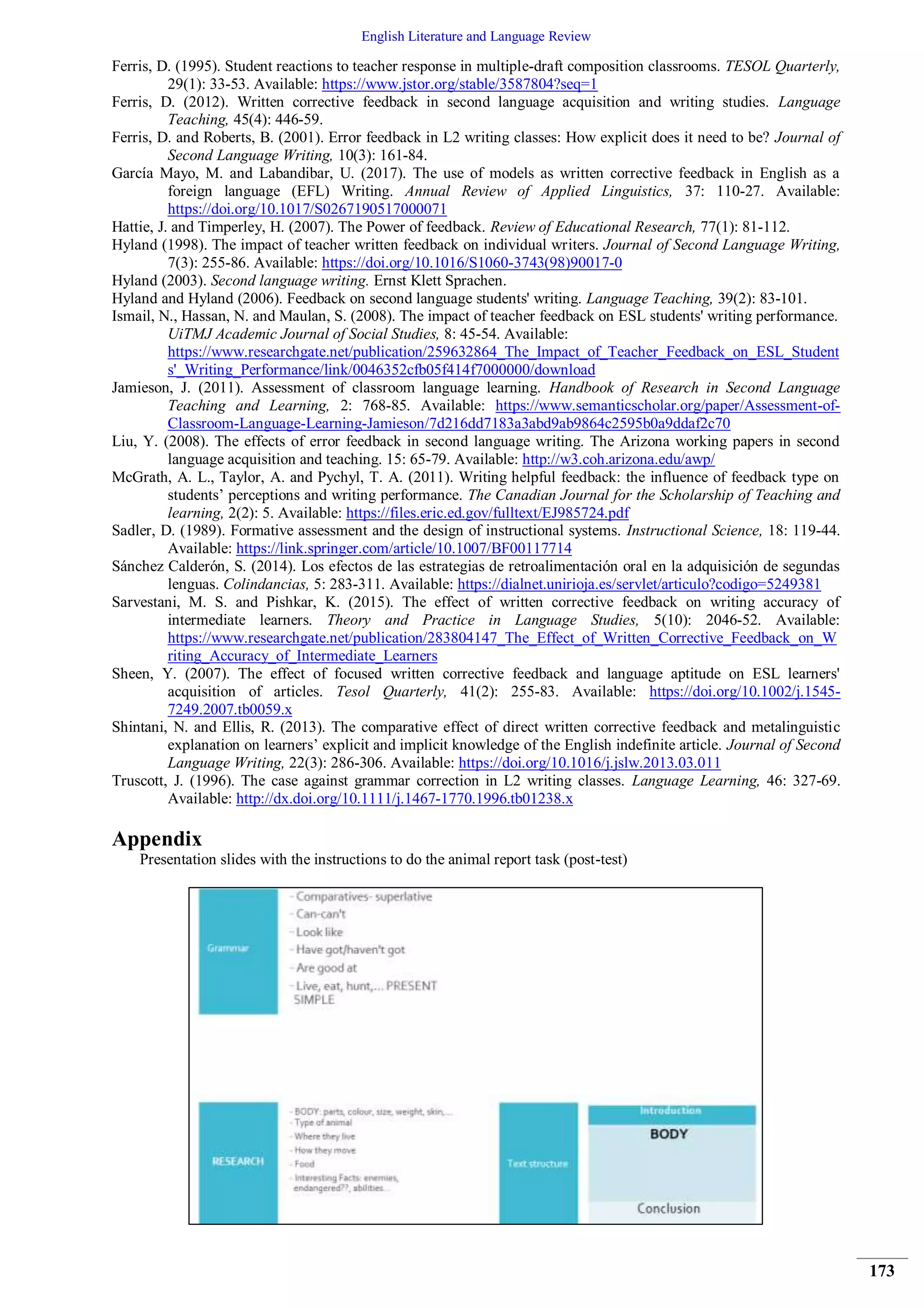 Direct and Indirect Feedback in the L2 English Development of Writing Skills | PDF