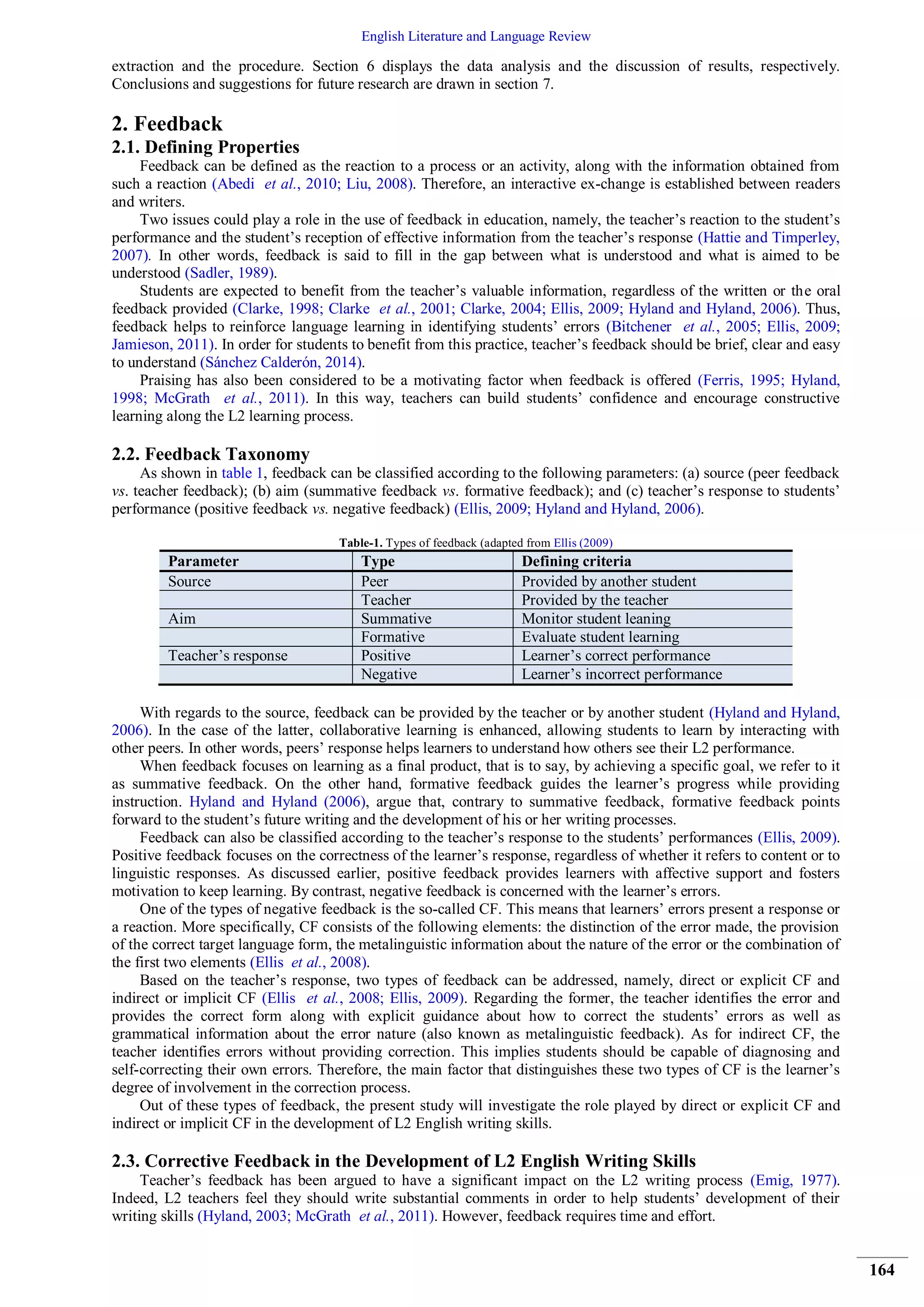 Direct and Indirect Feedback in the L2 English Development of Writing ...