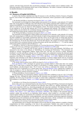 Measuring English Language Self-Efficacy: Psychometric Properties and ...