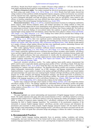 Measuring English Language Self-Efficacy: Psychometric Properties and ...