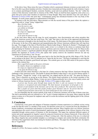 Racism and Social Segregation in Maya Angelo’s “Caged Bird” | PDF