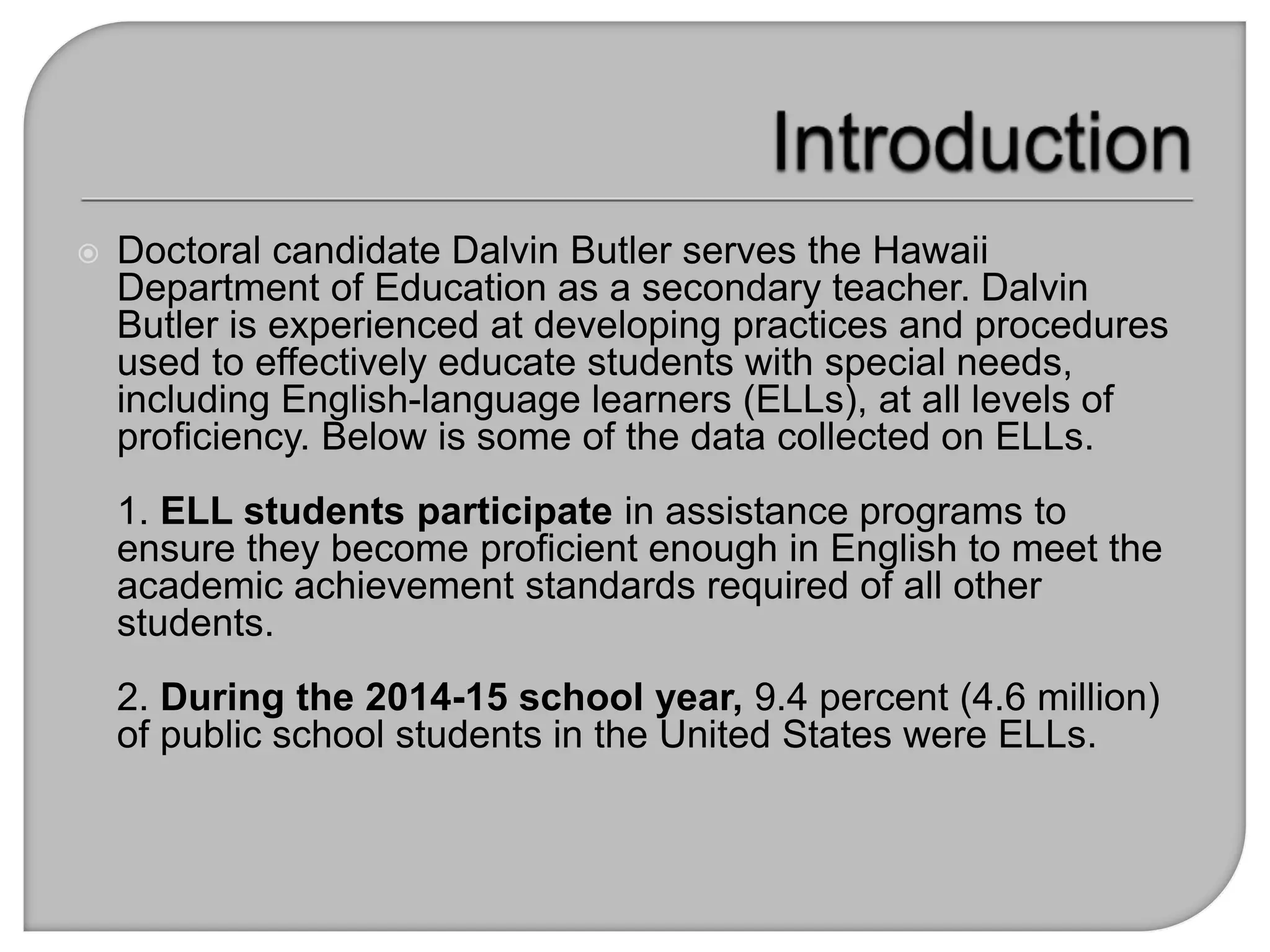 ELLs By The Numbers PPT ELLs By The Numbers PPT