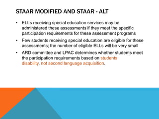 ELL State assessment options and allowable linguistic accommodations | PPTX
