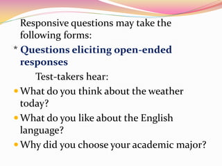 Designing Assessment Tasks - Responsive Speaking. | PDF