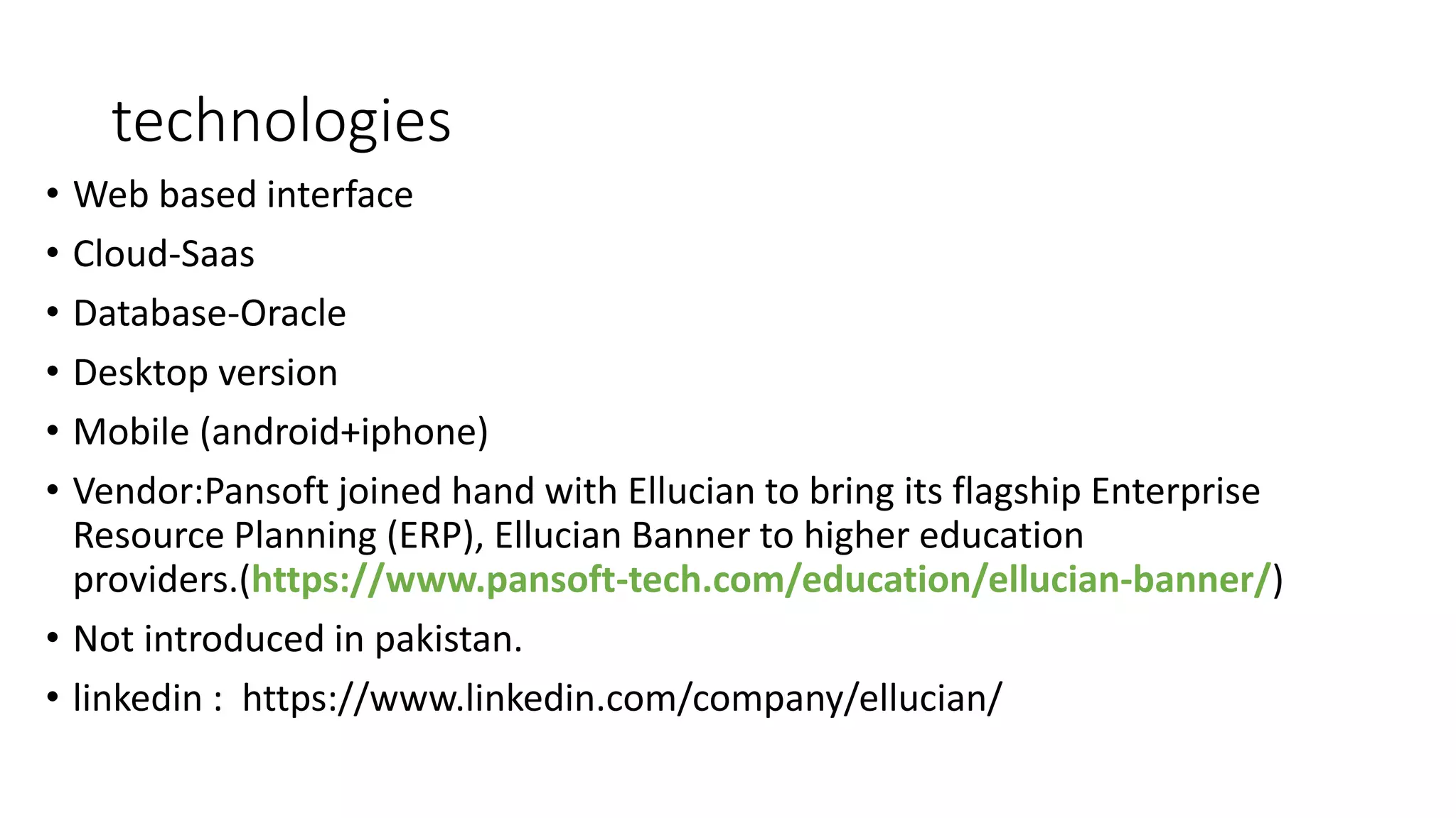 Ellucian Banner Enterprise Resource Planning | PPTX