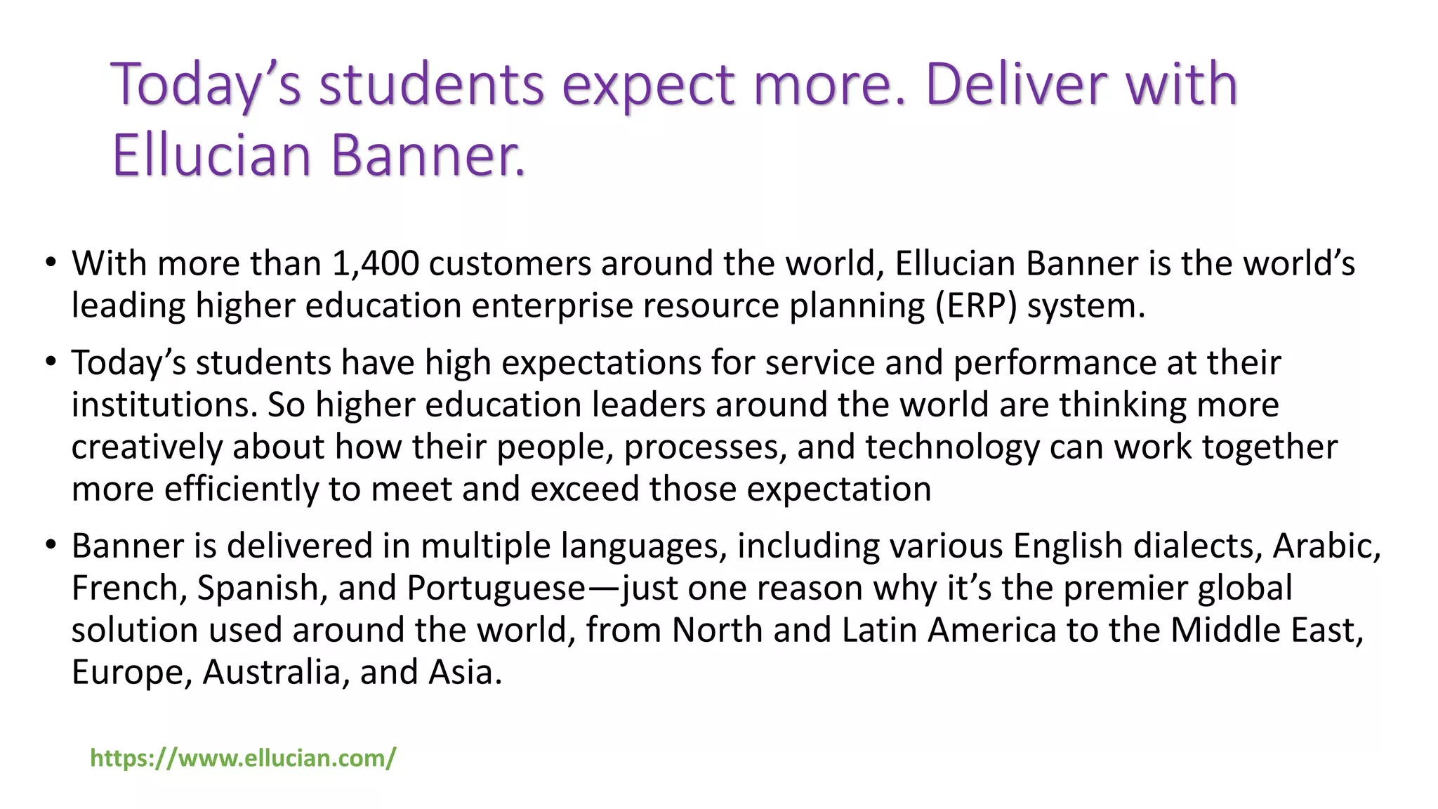 Ellucian Banner Enterprise Resource Planning | PPTX