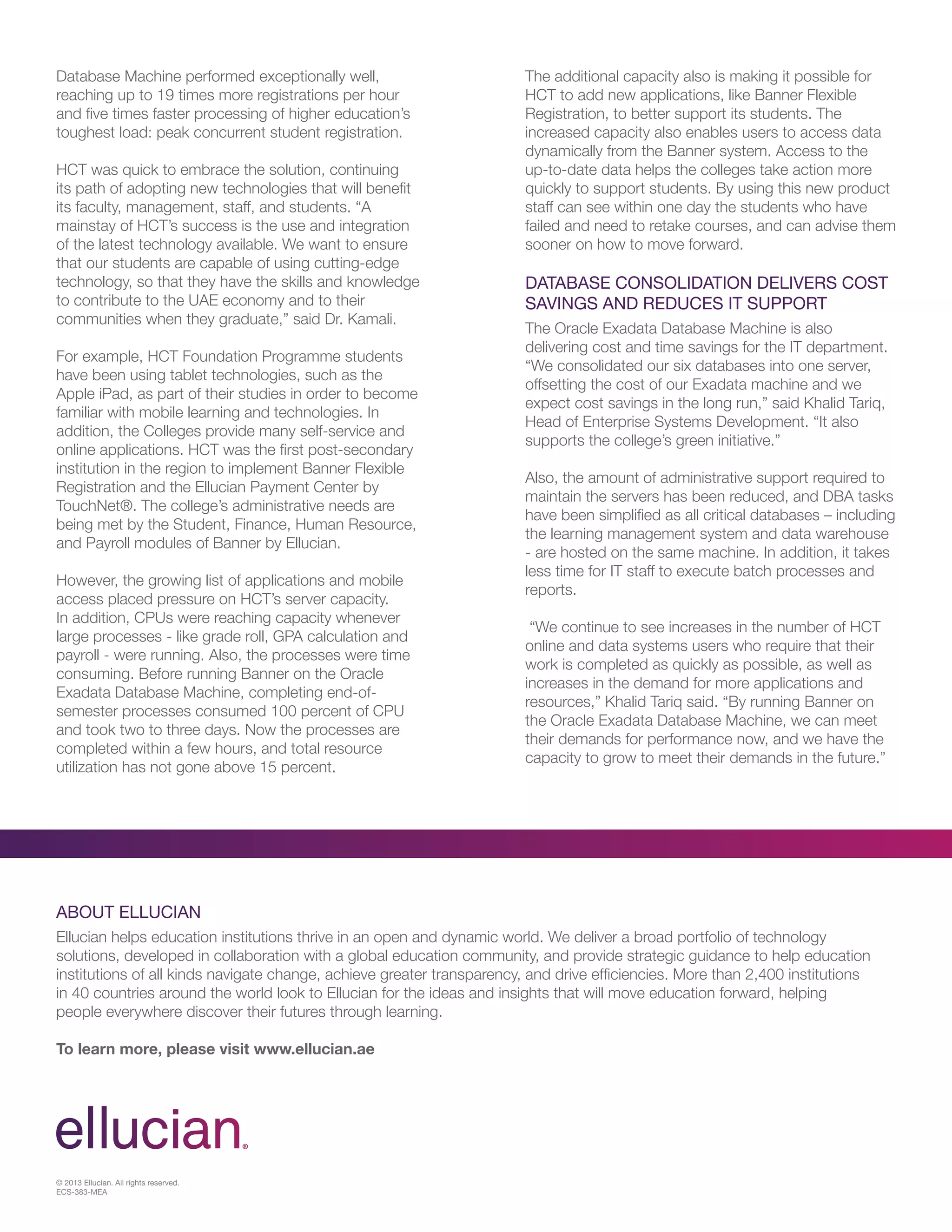 Ellucian Case Study for Oracle Exadata | PDF
