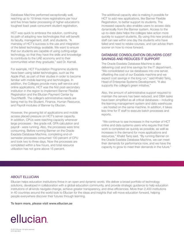 Ellucian Case Study for Oracle Exadata | PDF