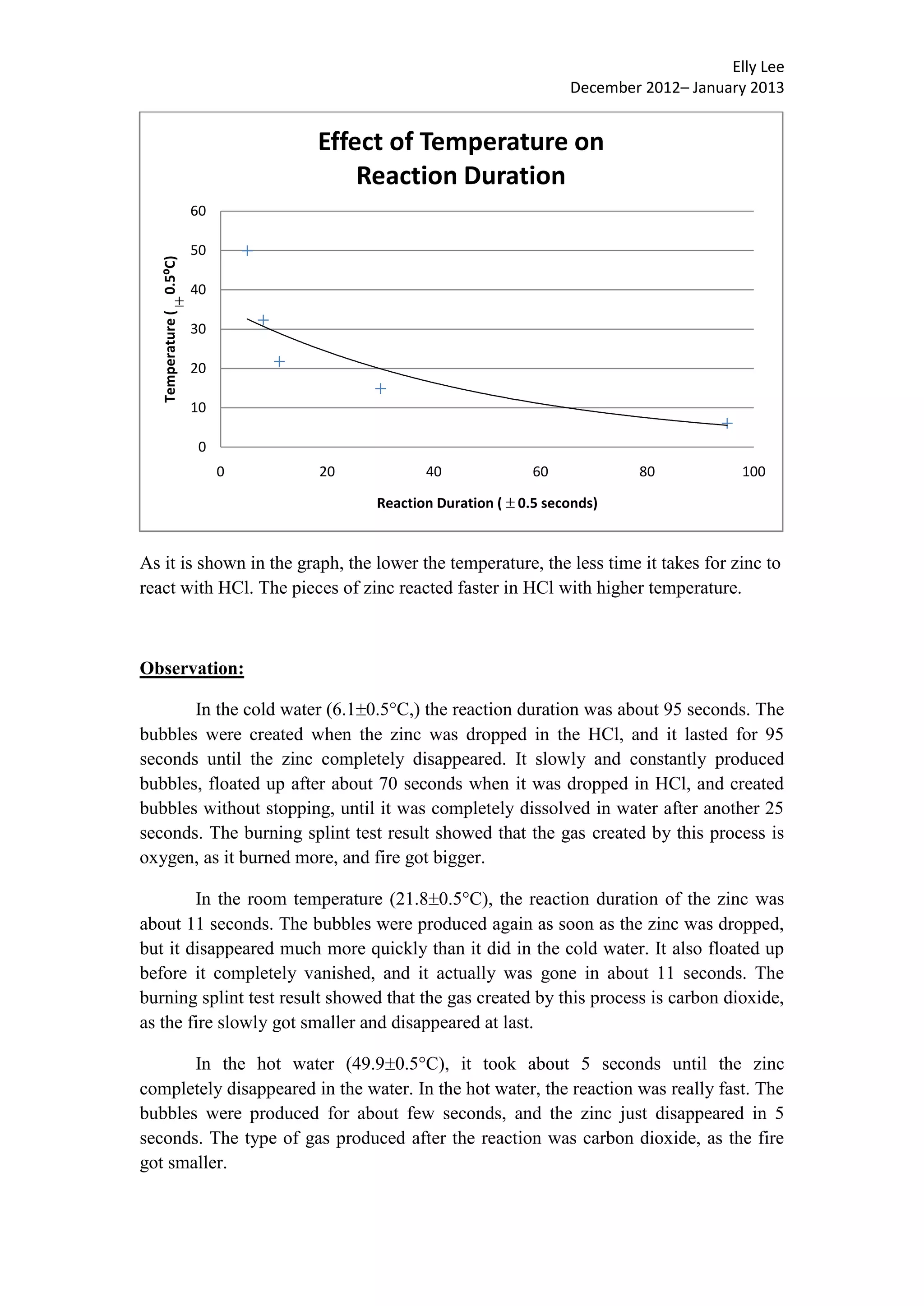 Elly lee effect of temperature on reaction rate | DOCX