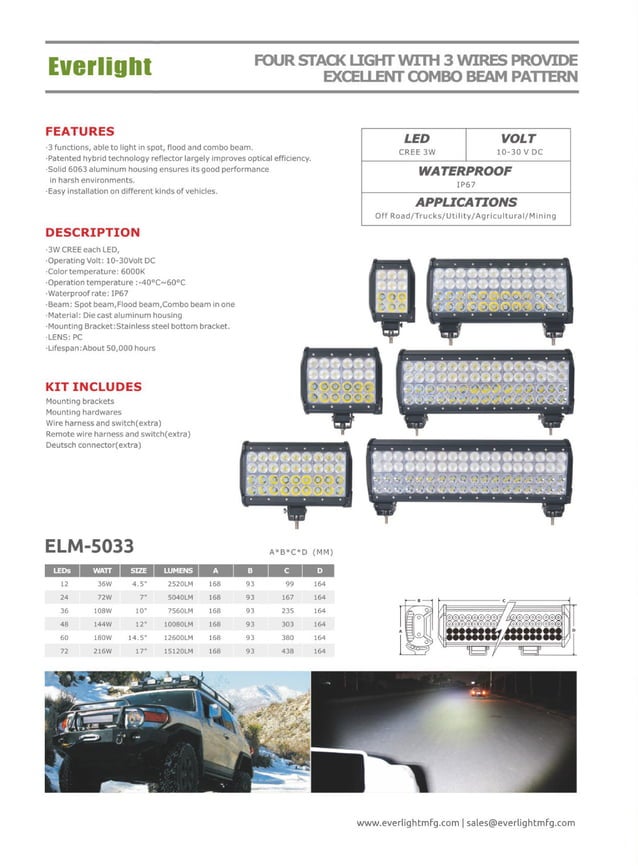 4 Stack LED Light Bar ELM-5033 Series | PDF