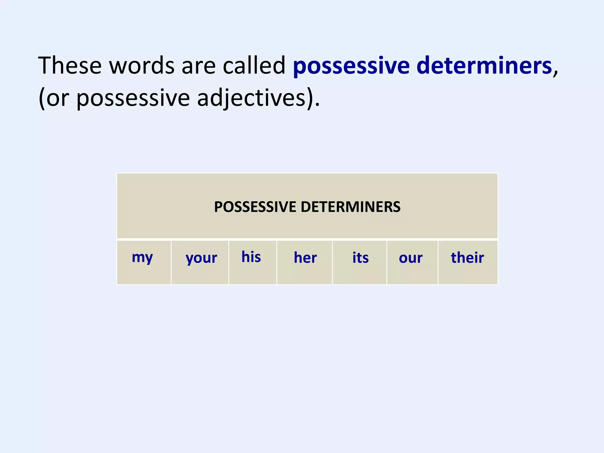 7-2 Personal Pronouns and Possessive Determiners | PPTX