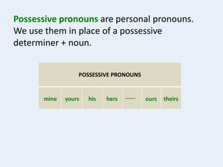 7-2 Personal Pronouns and Possessive Determiners | PPTX