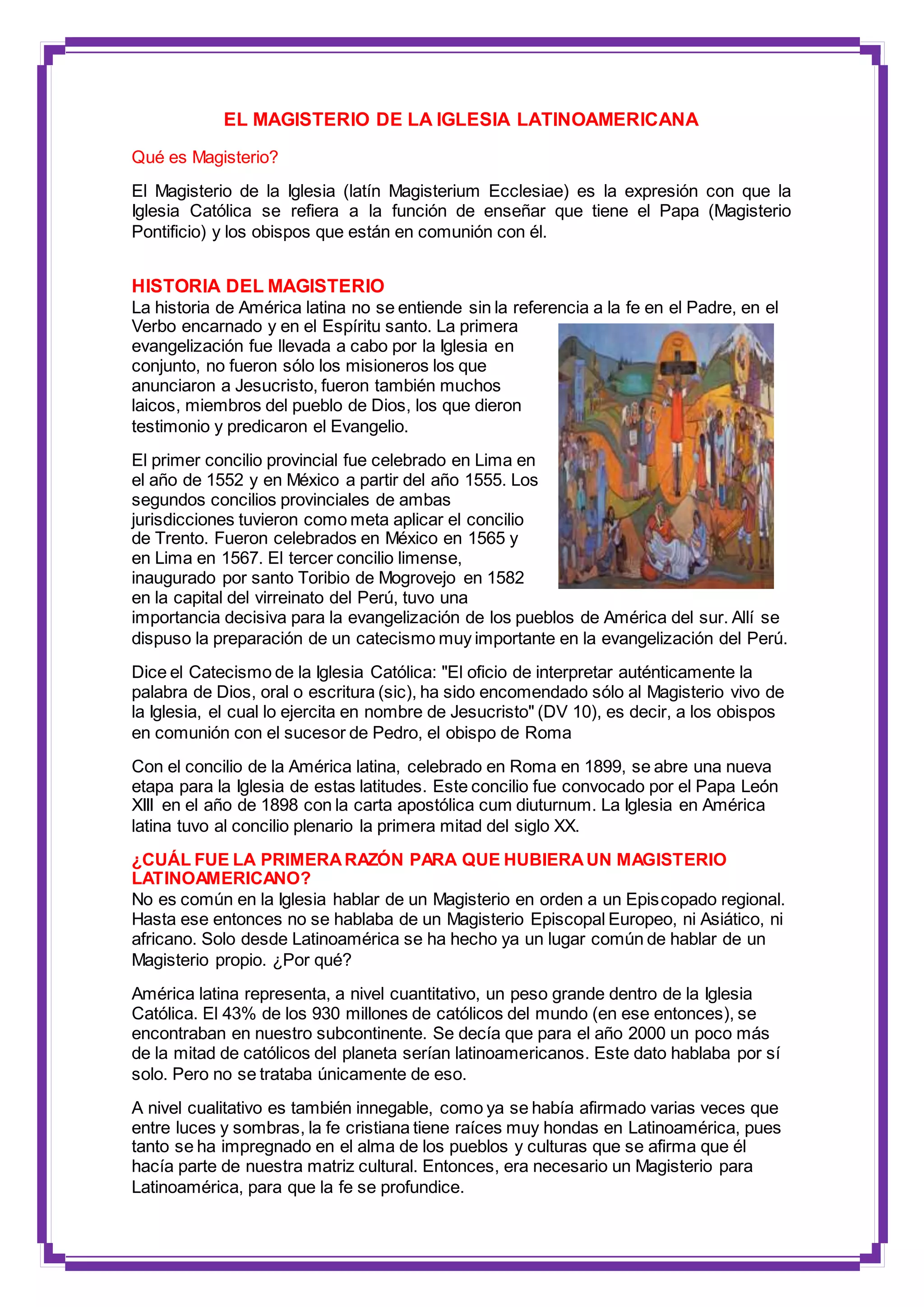 El magisterio de la iglesia latinoamericana | DOCX