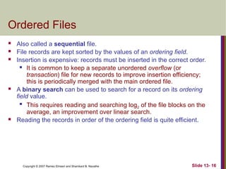 Elmasri Navathe Primary Files database A | PPTX
