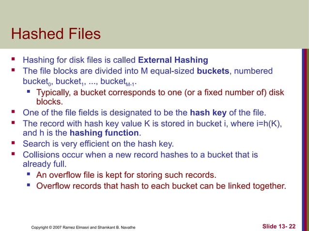Elmasri Navathe Primary Files database A | PPTX