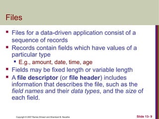 Elmasri Navathe Primary Files database A | PPTX