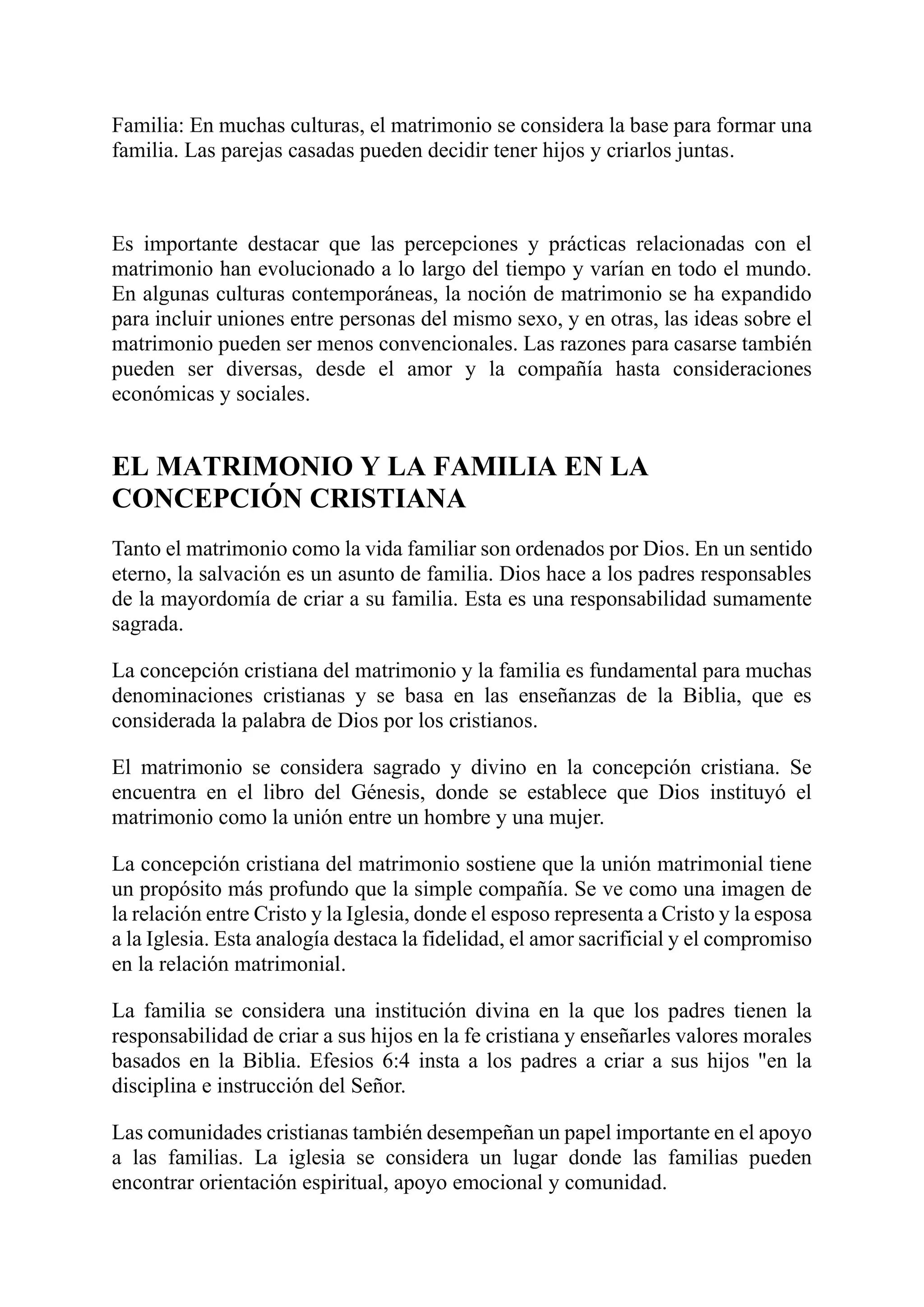 EL MATRIMONIO Y LA FAMILIA EN LA UNIDAD FAMILIAR | PDF