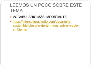 El Medio Ambiente. ELE | PPTX