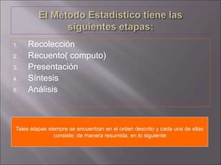 El metodo estadistico equipo 4 completa | PPT