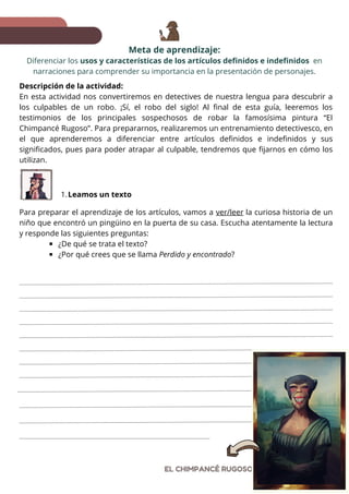 ¡El misterio del robo! Artículos definidos e indefinidos - ¡El-misterio ...