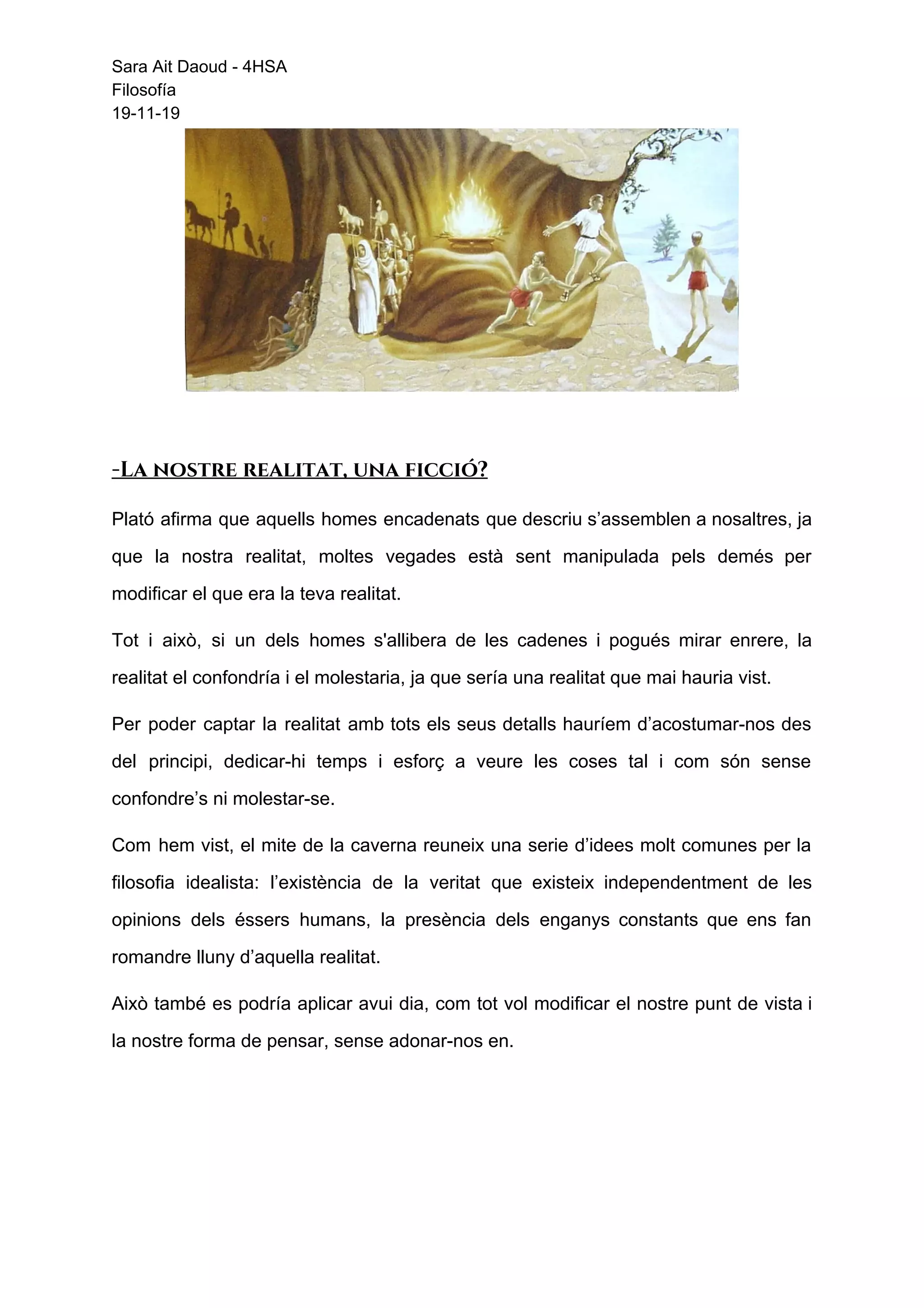 El mite de la caverna sara ait - 4 hsa | PDF