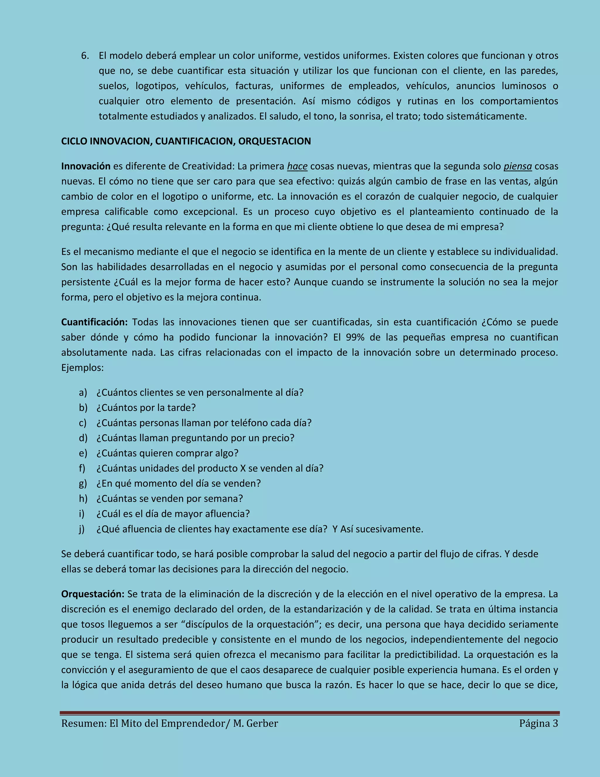El mito del Emprendedor Michael Gerber | PDF