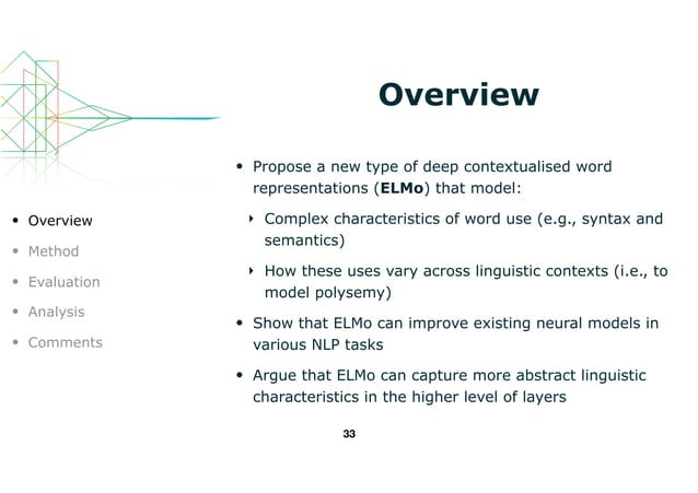 A Review of Deep Contextualized Word Representations (Peters+, 2018) | PDF