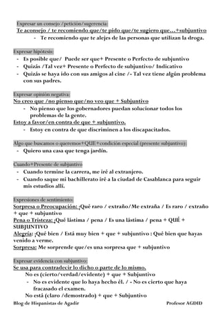 El modo subjuntivo.forma.usos.ejercicios | DOC