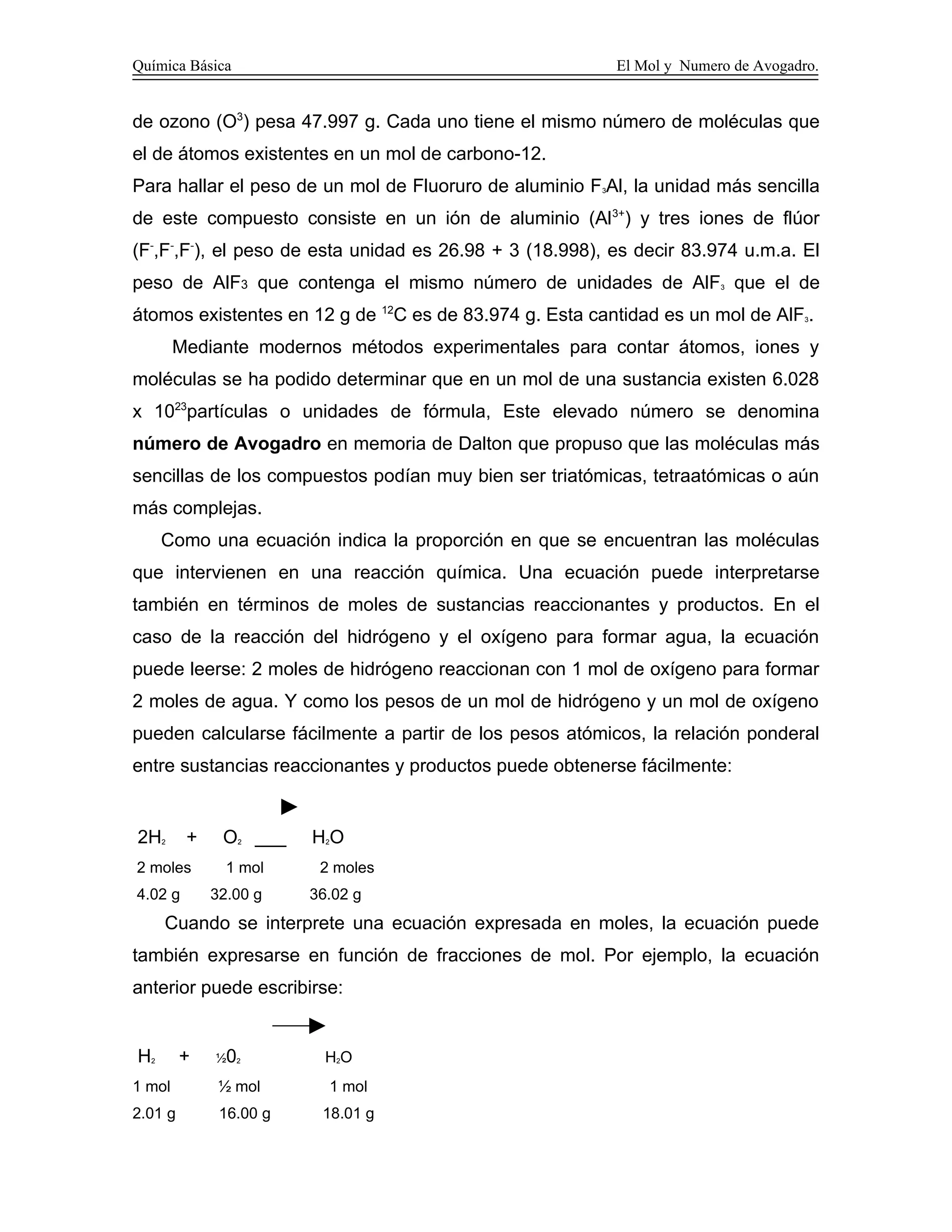 EL MOL Y EL NÚMERO DE AVOGADRO | DOC